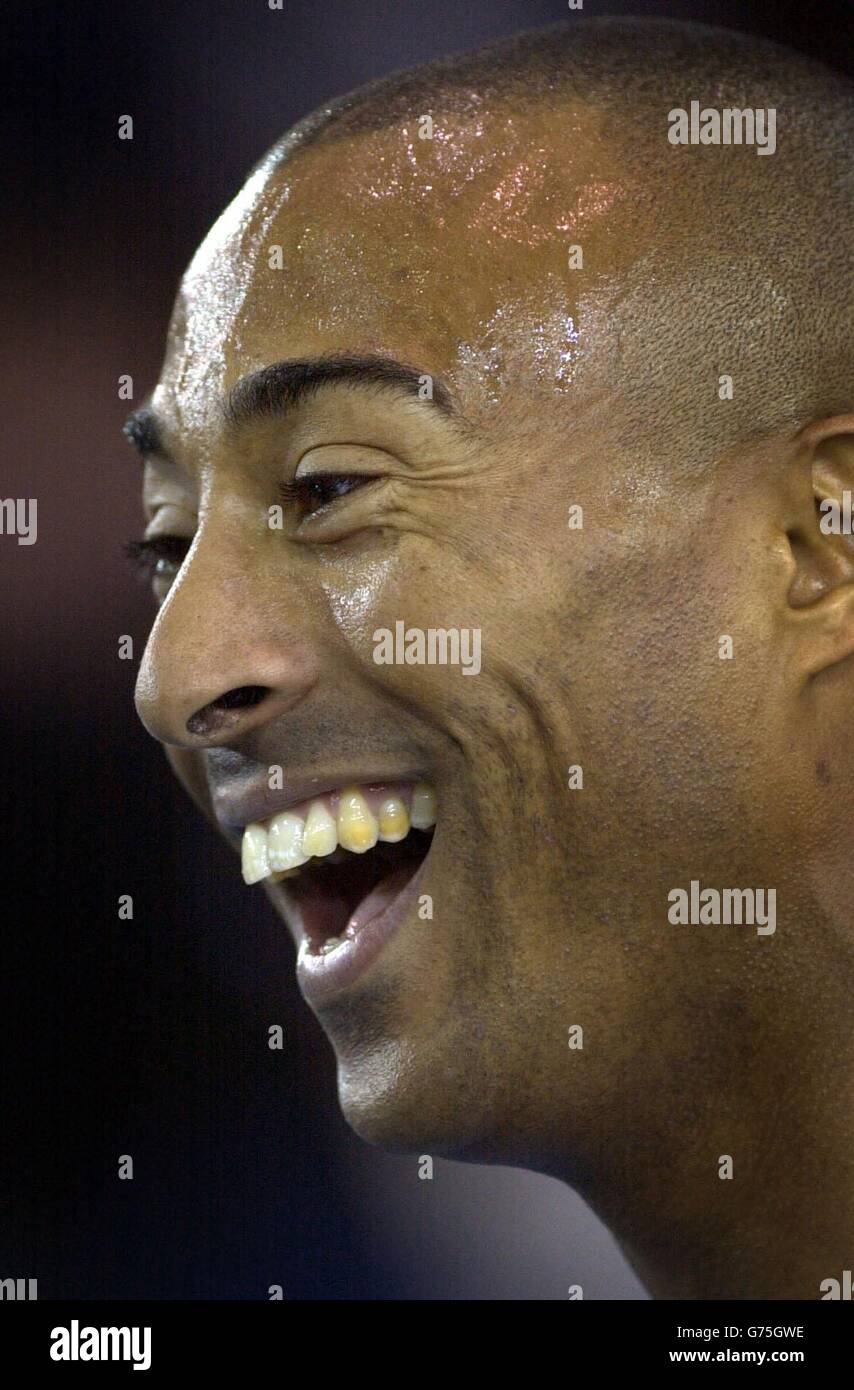 Britain's Colin Jackson smiles after winning the Men's 60m hurdles at ...