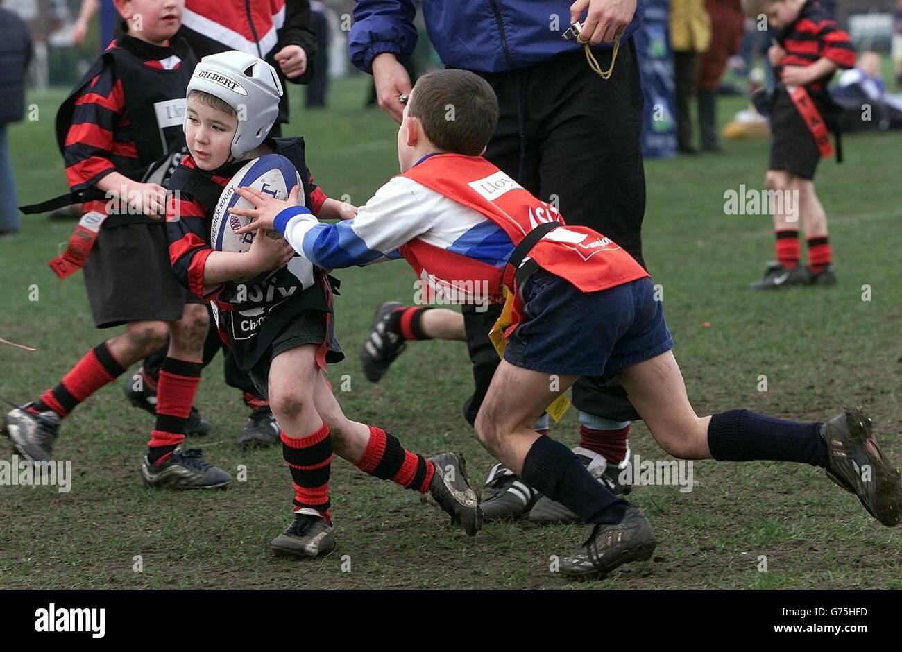 Mini-Rugby. Children from the Manchester area take part in the Lloyds ...