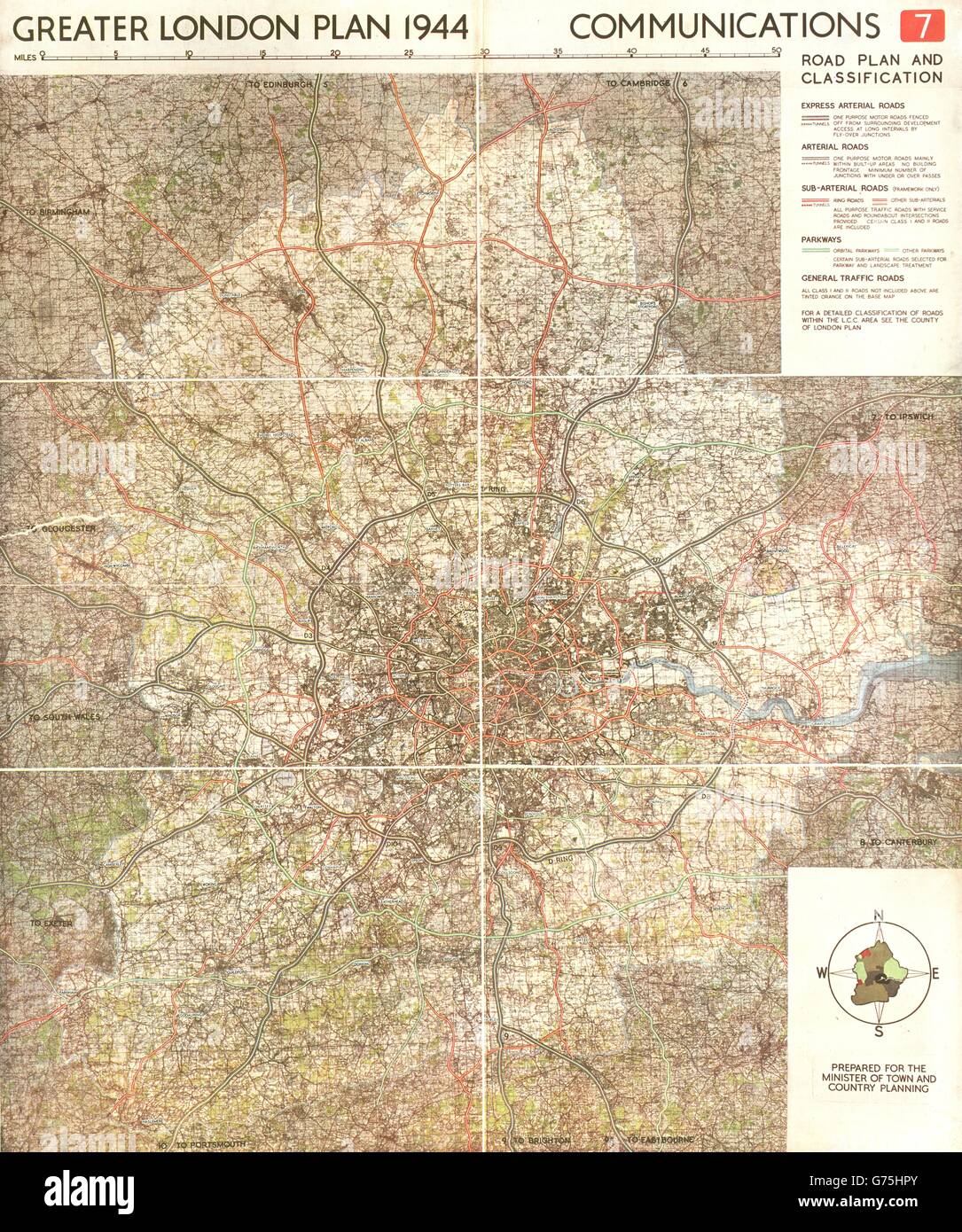 GREATER LONDON PLAN. Motorways arterial ringways roads M25.ABERCROMBIE ...