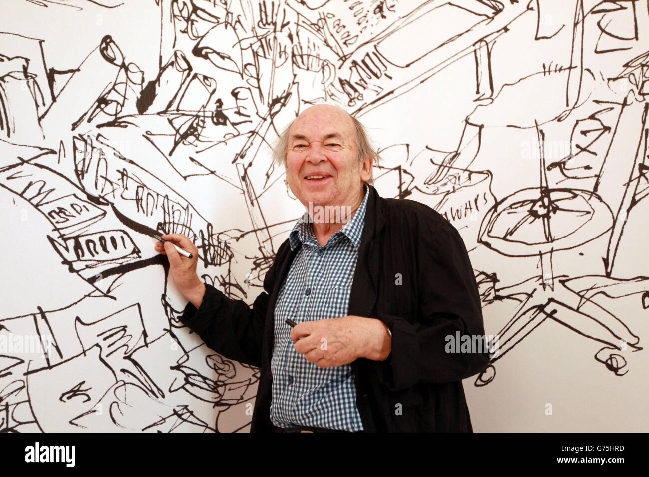 Quentin Blake poses with some of his illustrations at the world's first ...