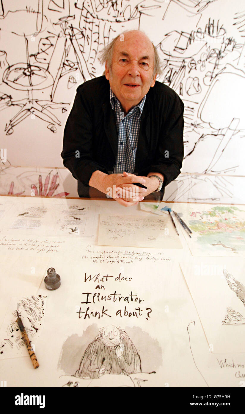 Quentin Blake poses with some of his illustrations at the world's first ...