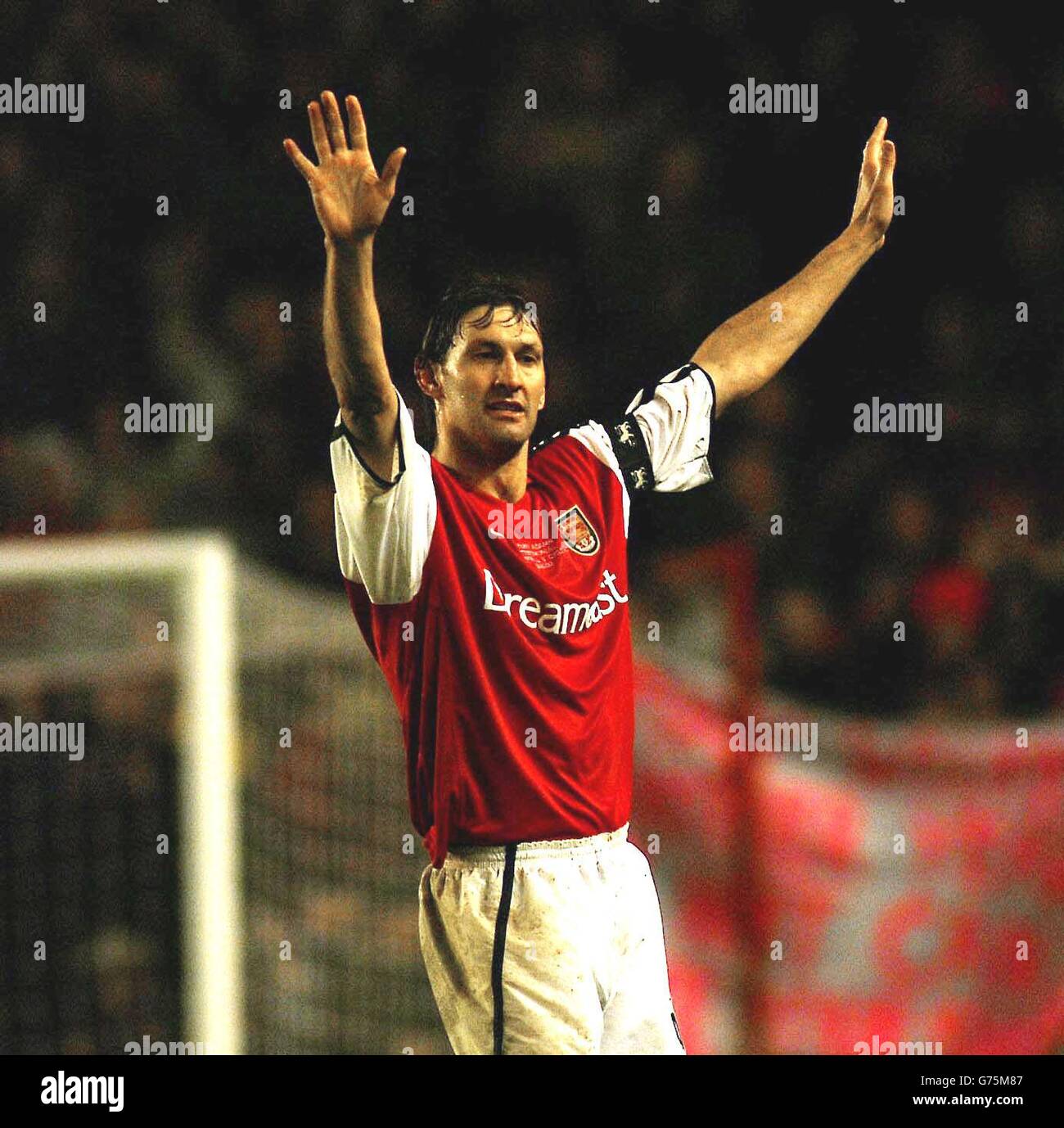 Arsenal's Tony Adams acknowledges the crowd with a lap of honour after ...