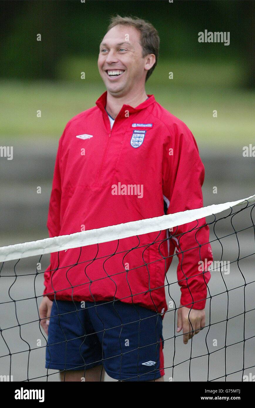 England coach David Platt in relaxed mood during an afternoon training ...
