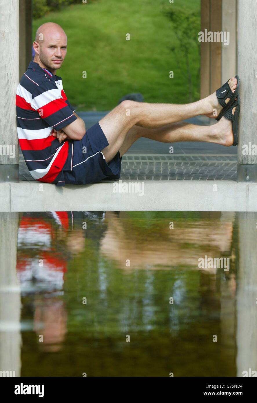 England's Danny Mills takes a break from training on Awaji Island ...