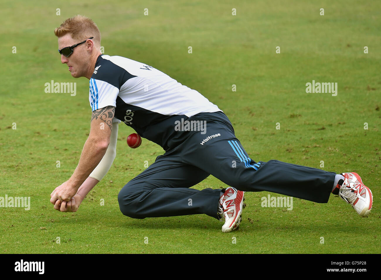 England's Ben Stokes during a training session at Trent Bridge ...