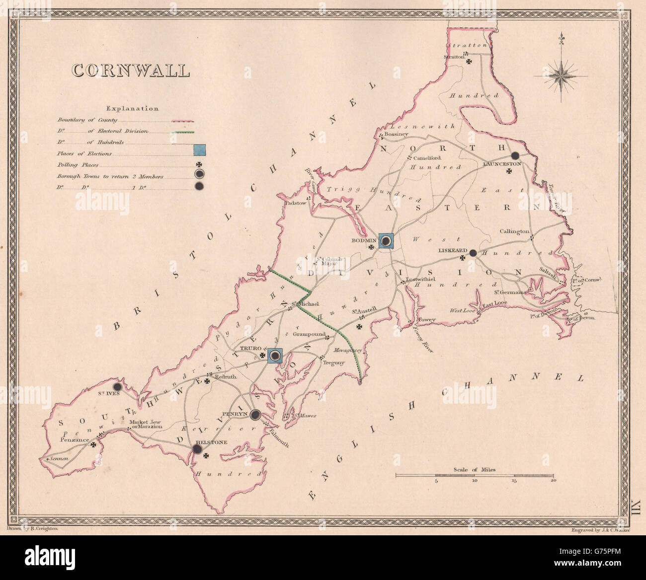 Antique map of cornwall hi-res stock photography and images - Alamy