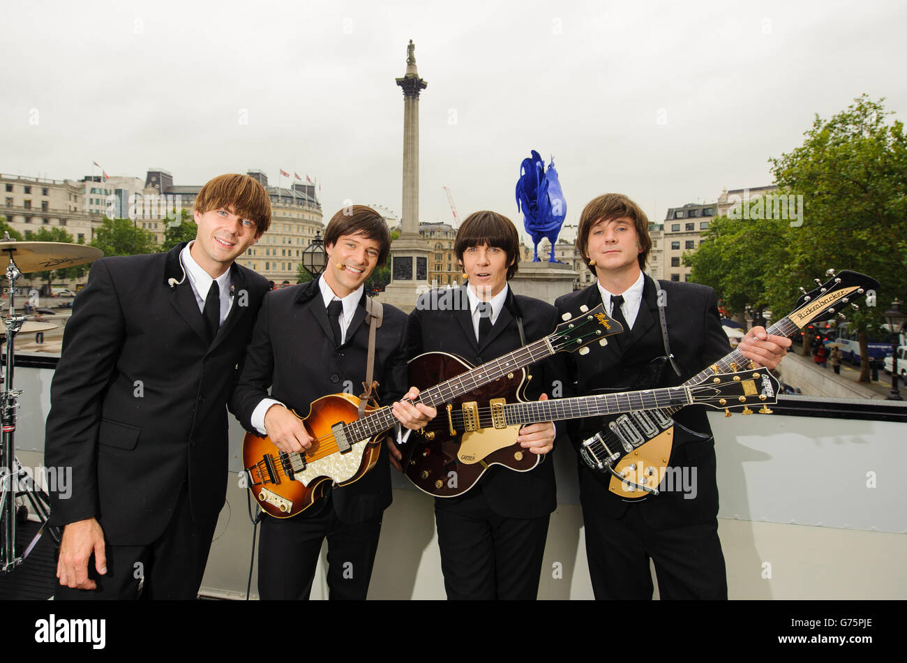The cast of Beatles musical Let it Be (left to right) Luke Roberts ...