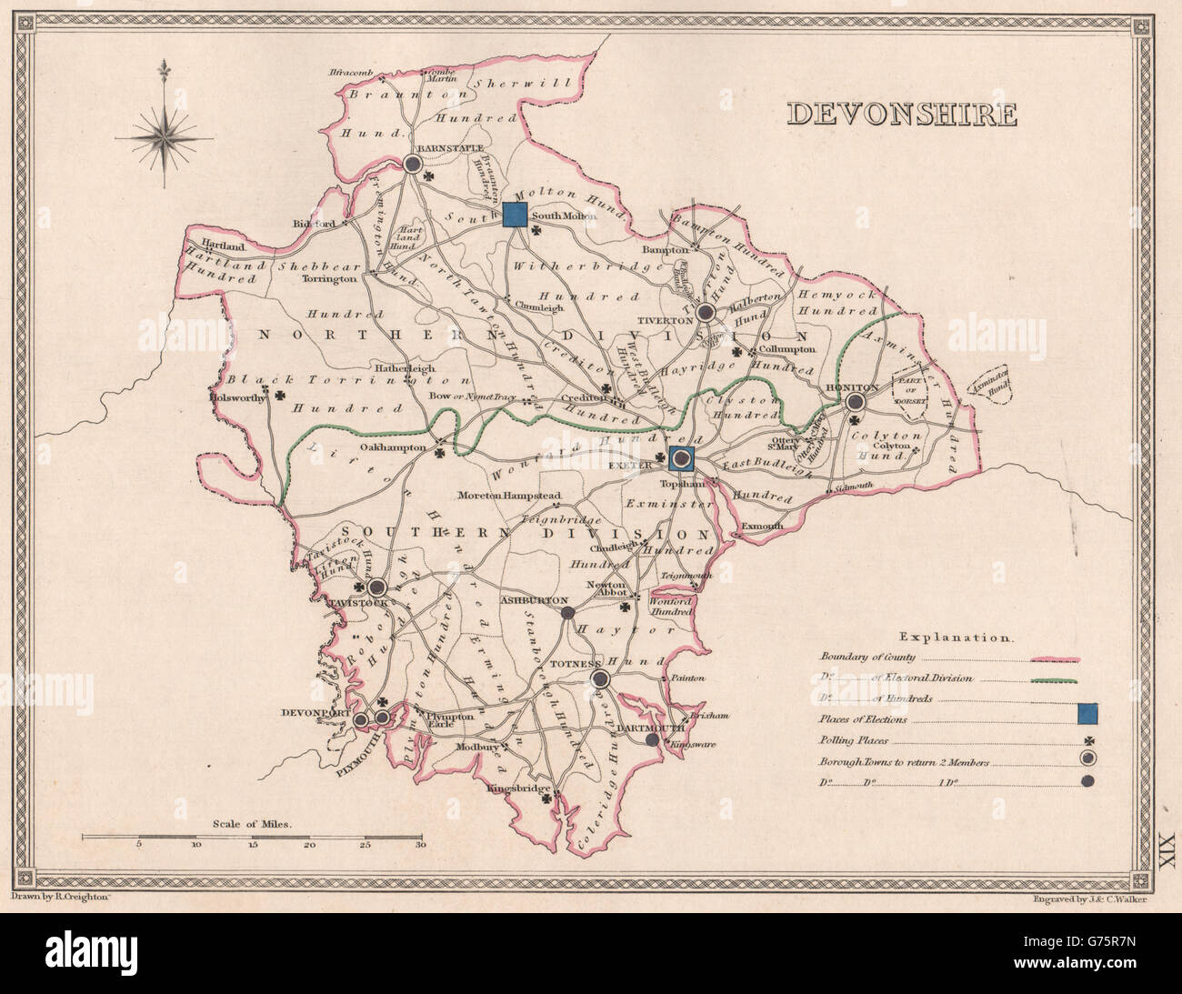 Antique map of devonshire hi-res stock photography and images - Alamy
