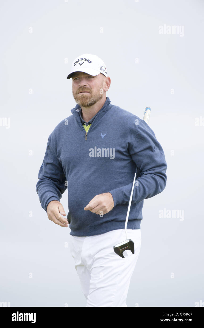 Thomas Bjorn walks off the 12th hole during day one of the Aberdeen ...
