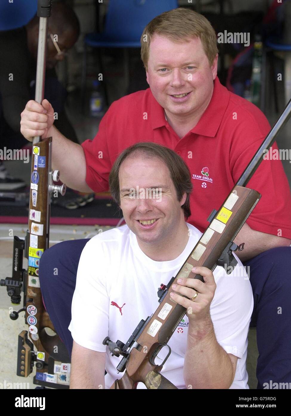 England gold medalist Neil Day (front) and Michael Babb winners of the ...