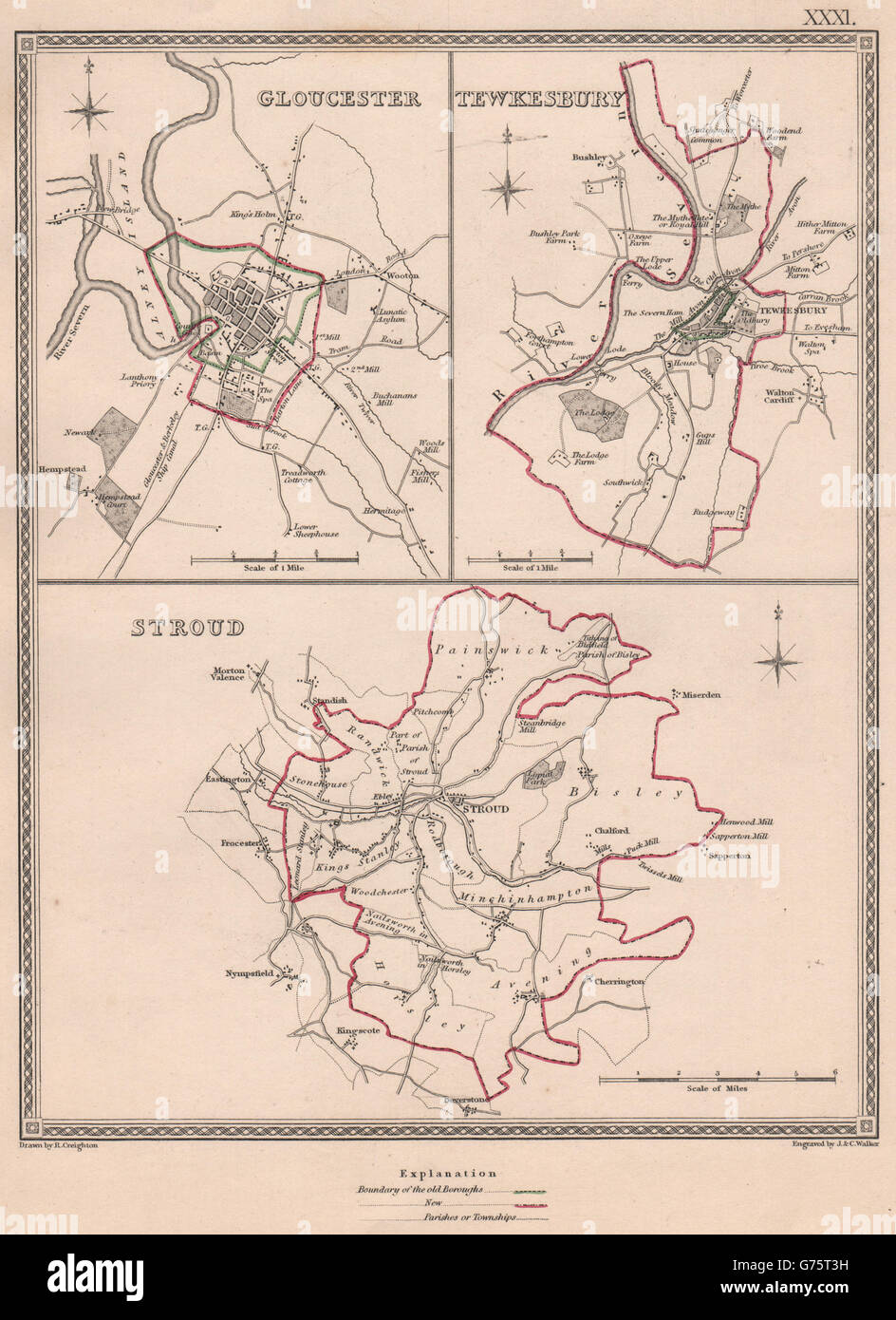 Vintage map of gloucester hi-res stock photography and images - Alamy