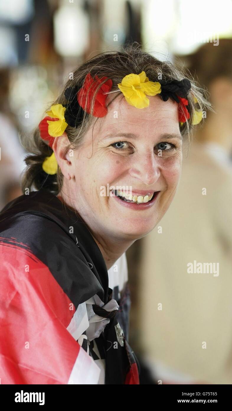 Christina (surname not given) waits with other German fans in the ...