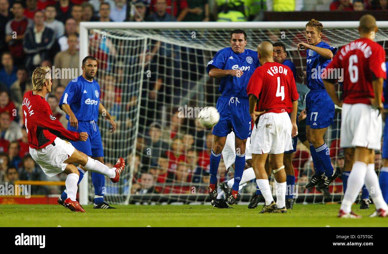 Manchester United's David Beckham scores the second goal with a free ...