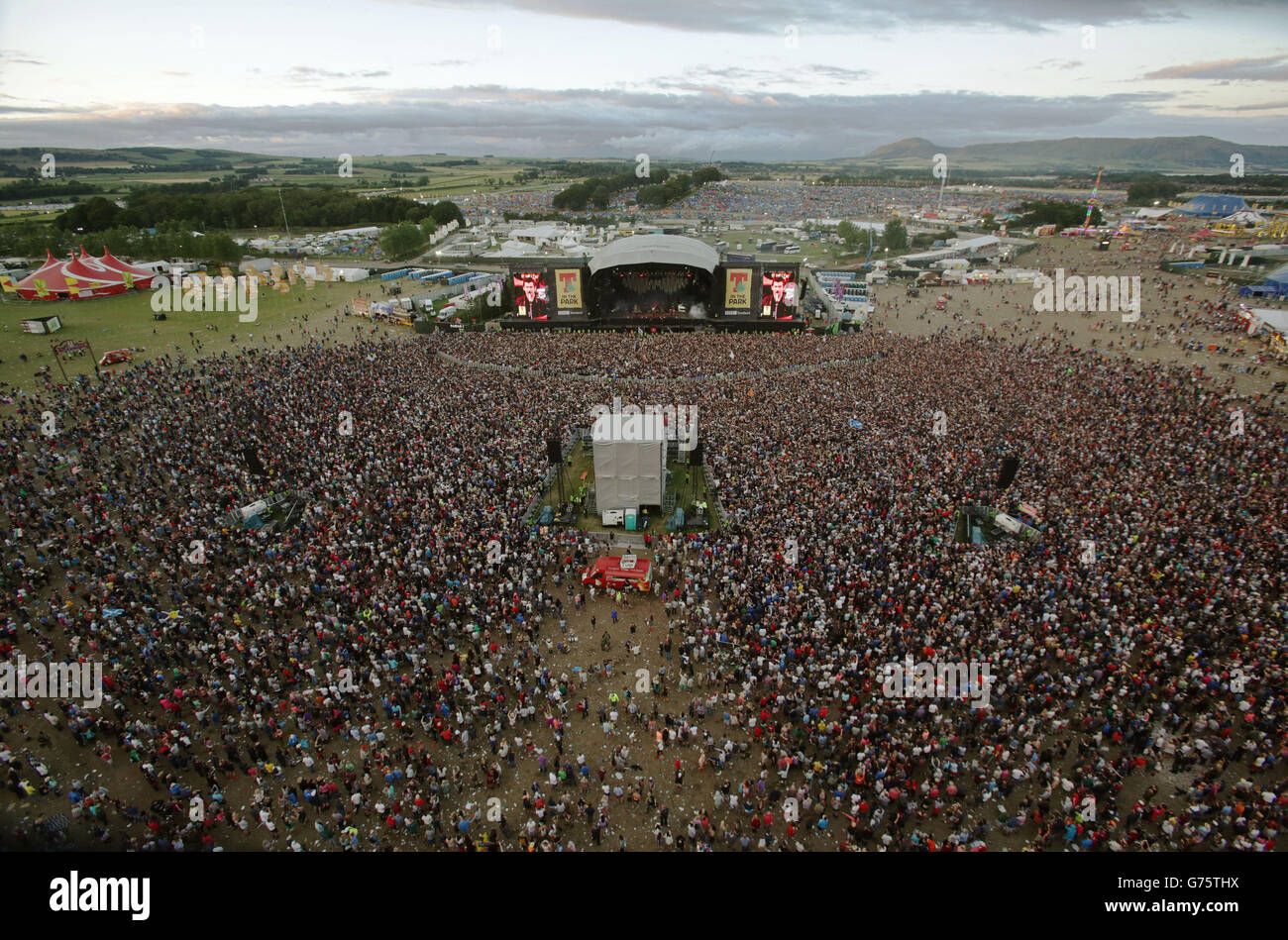 A general view of the crowd watching the Arctic Monkeys performing on ...