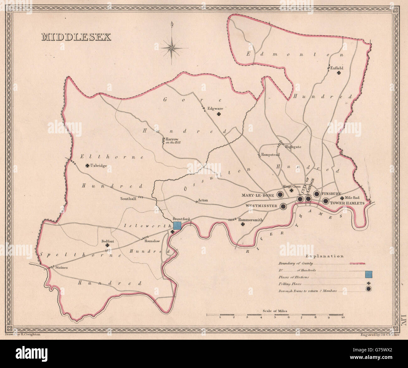 Middlesex england map hi-res stock photography and images - Alamy