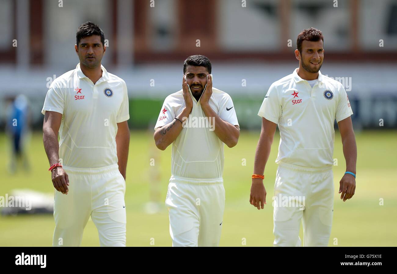 India's Pankaj Singh (left), Ravindra Jadeja and Ishwar Pandey (right ...