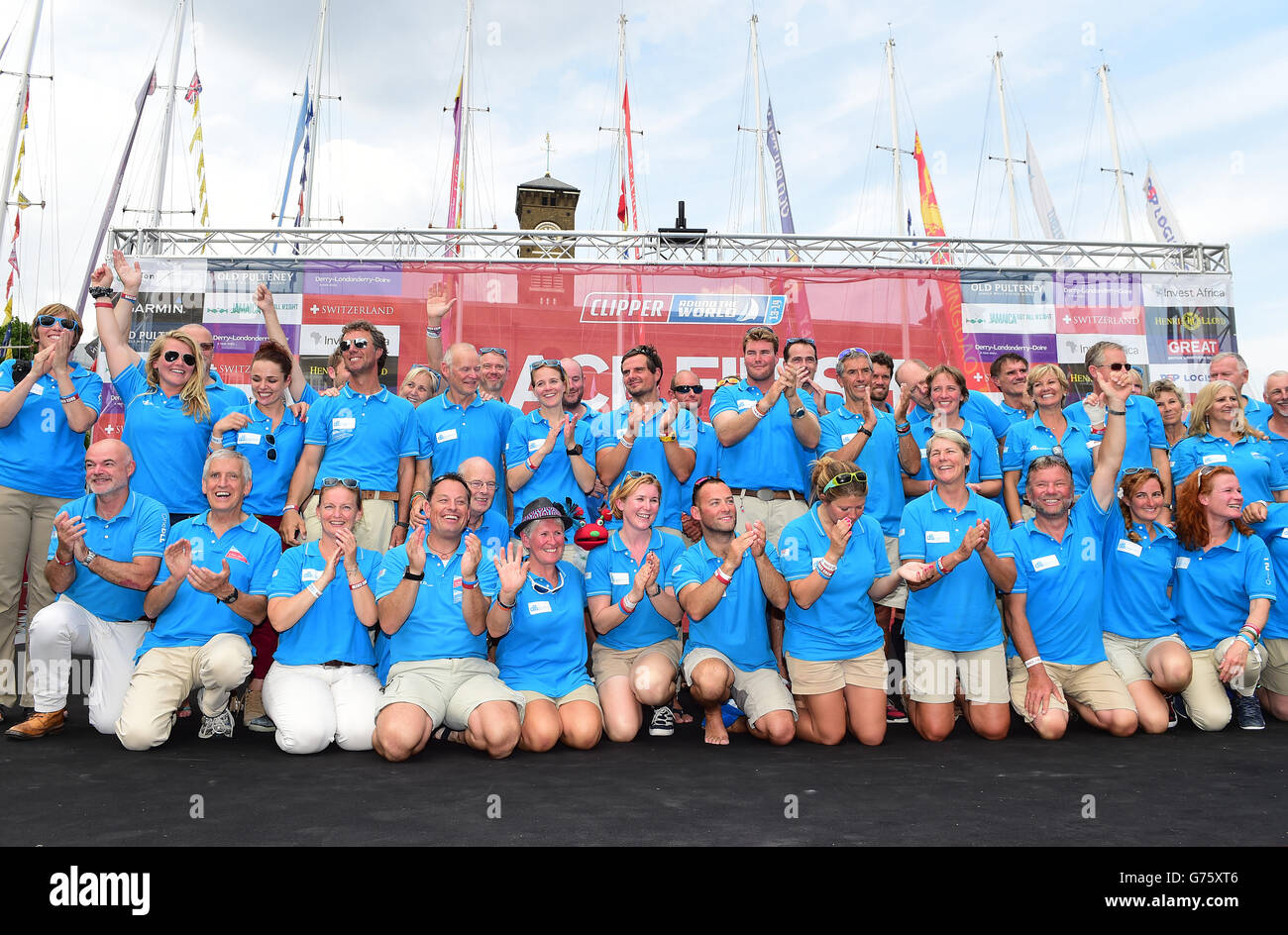 Sailing - Clipper Round the World Race Finish - London. Members of the ...