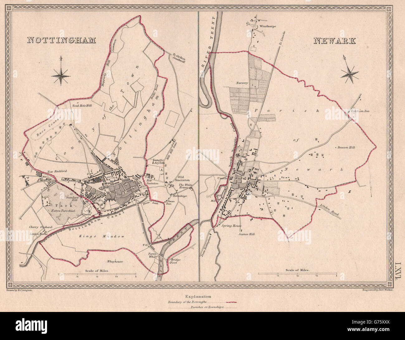 NOTTINGHAMSHIRE TOWNS.Nottingham Newark borough plans.CREIGHTON/WALKER ...