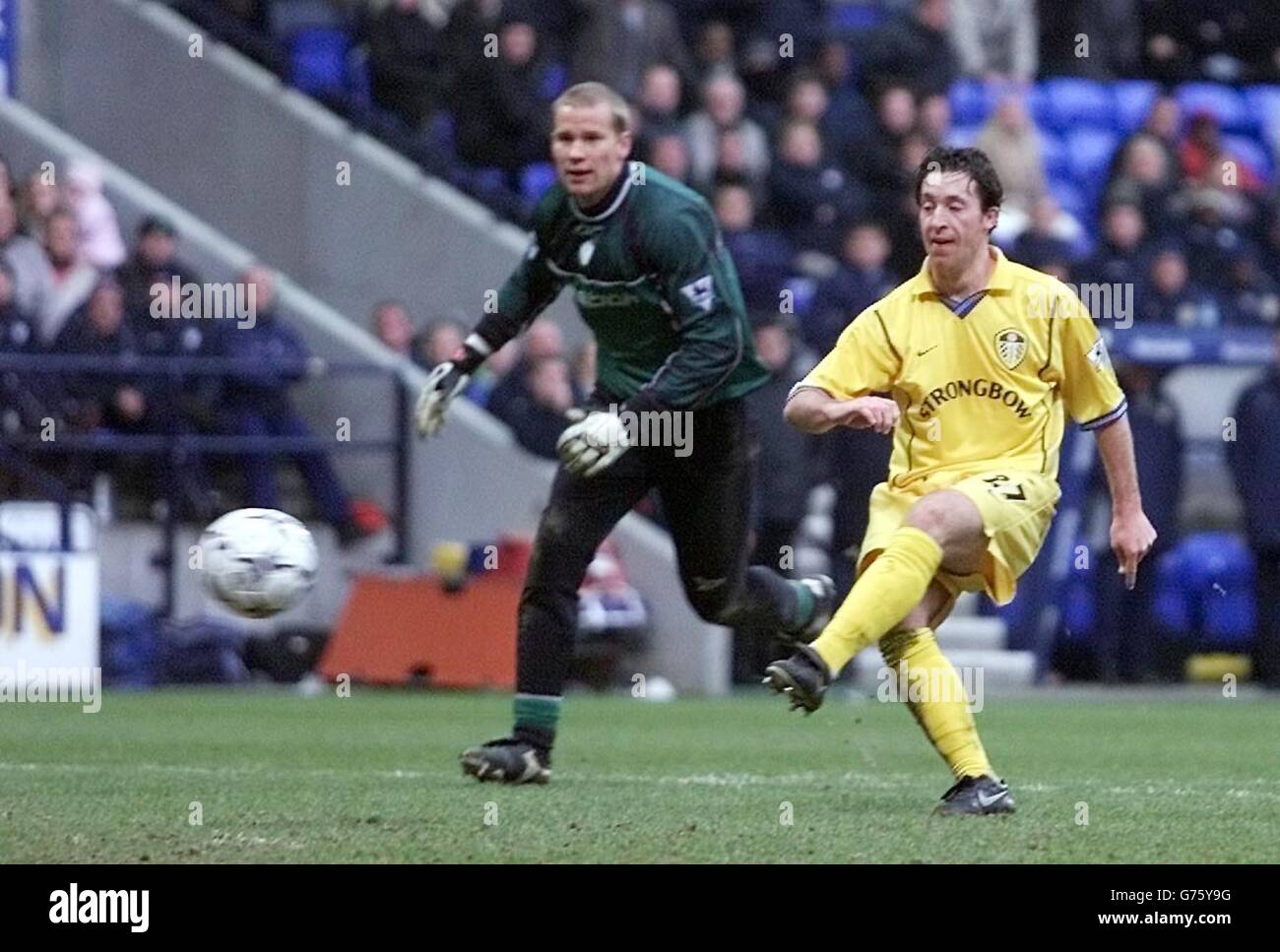 Leeds United's Robbie Fowler scores his third goal pass Bolton ...