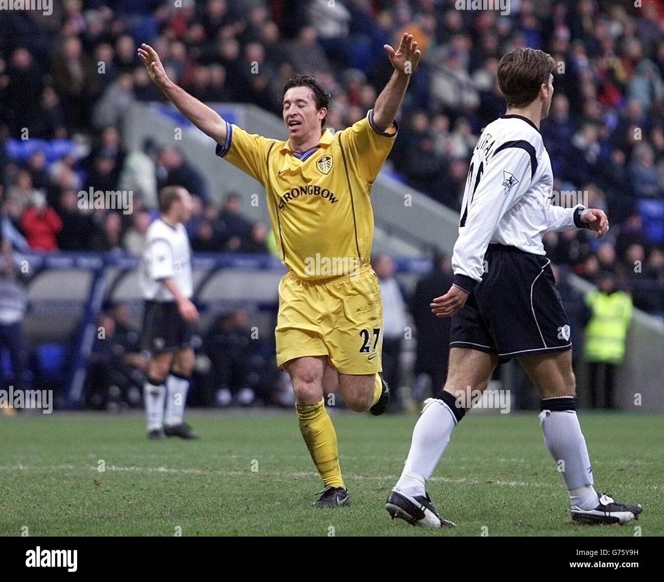 Leeds United's Robbie Fowler celebrates his third goal to complete his ...