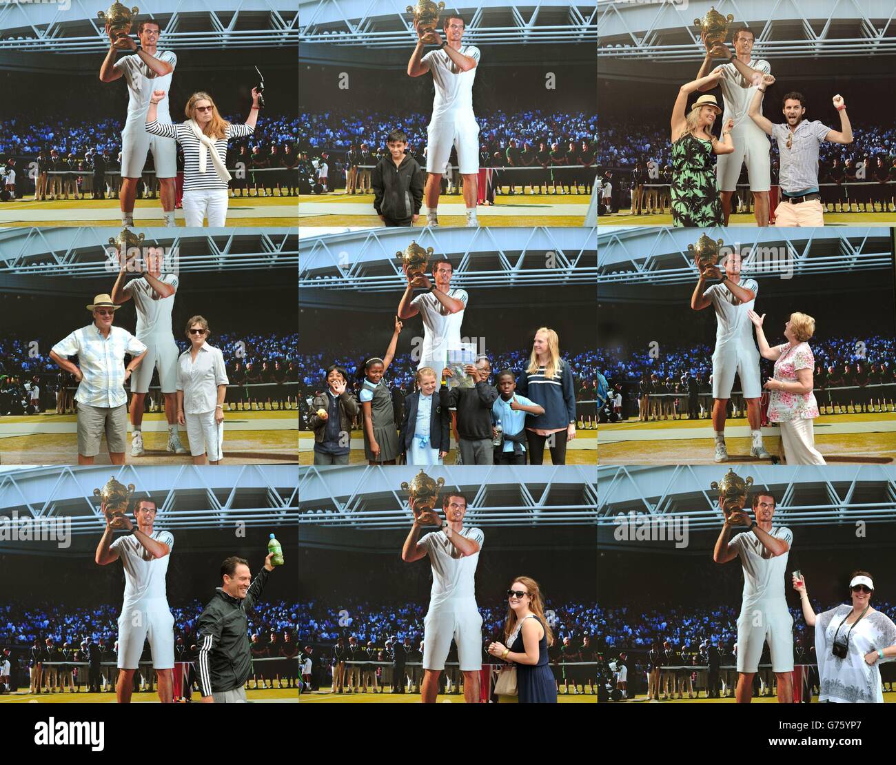 Tennis pose in front of a photograph of Andy Murray during day five of ...