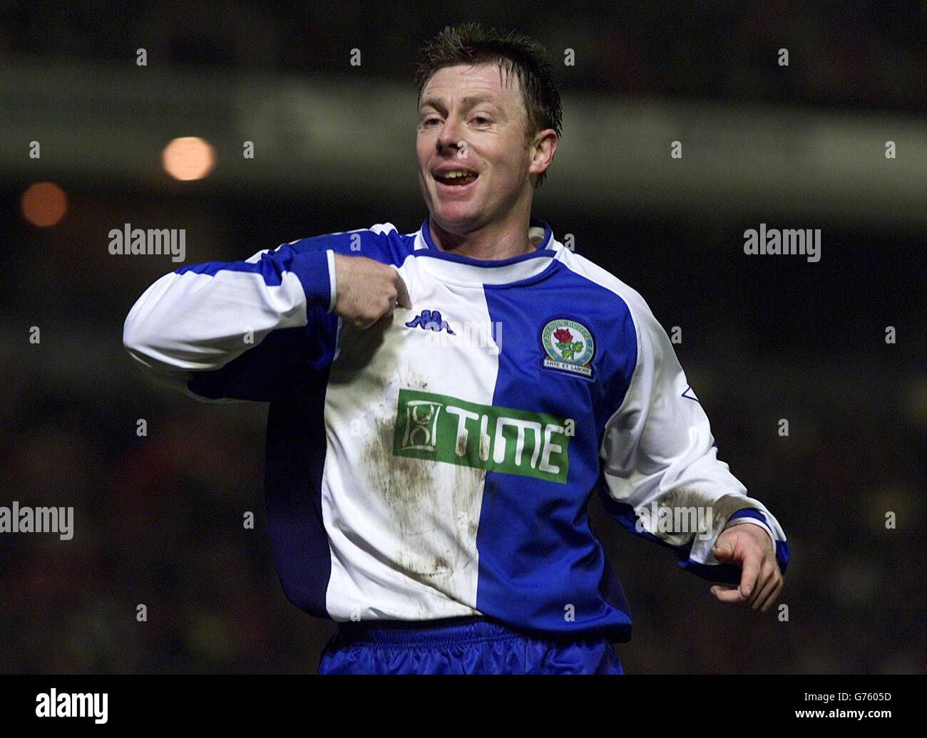 Blackburn's Craig Hignett celebrates scoring against Barnsley in the 1 ...