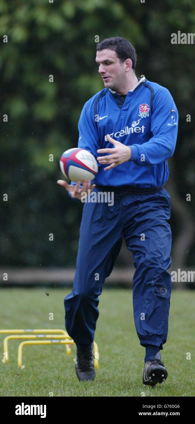England captain Martin Johnson during training at Pennyhill Park Hotel ...