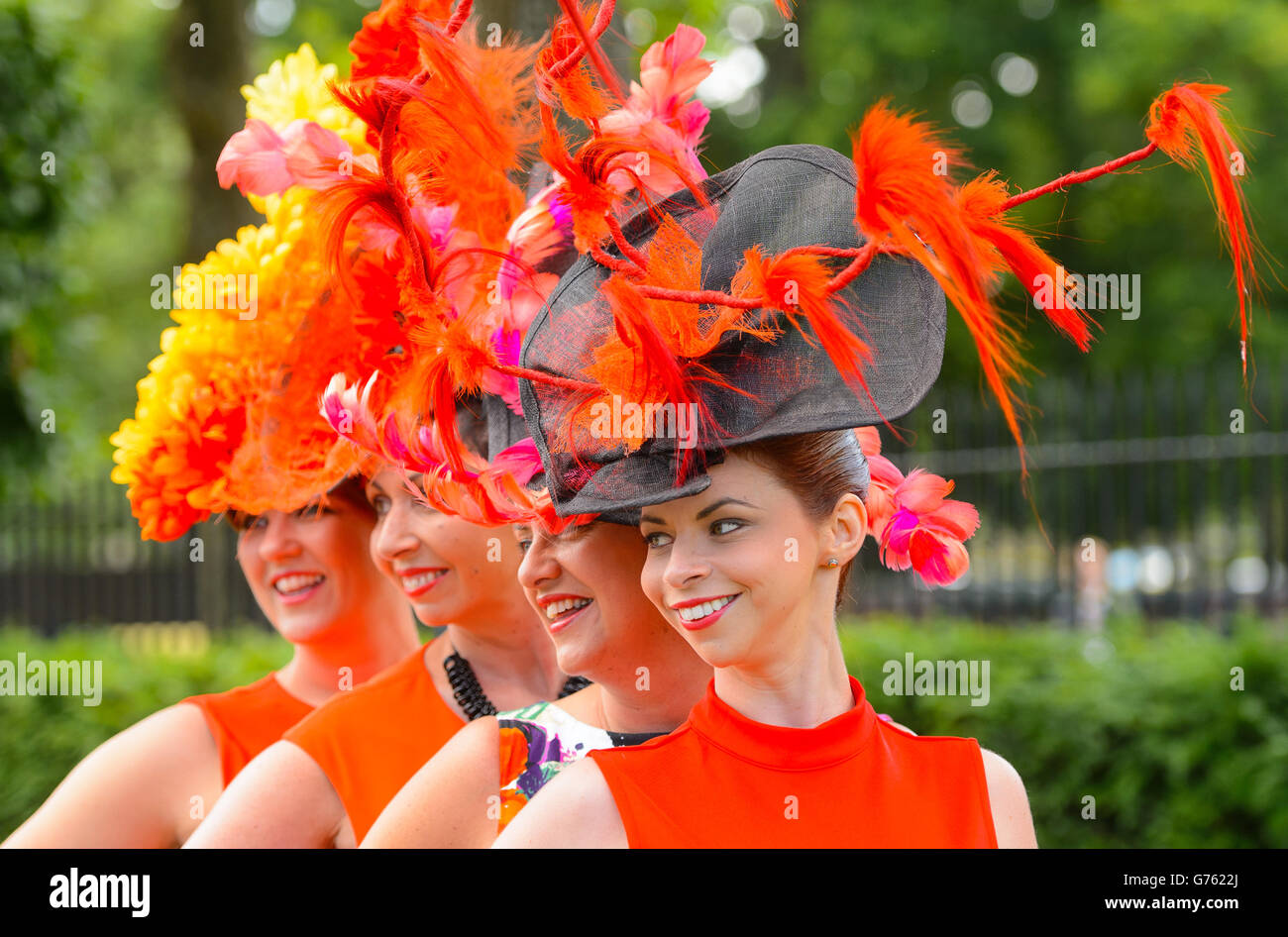 Racegoers (left to right) Michele Marfell, Claire Winnall, Louise ...