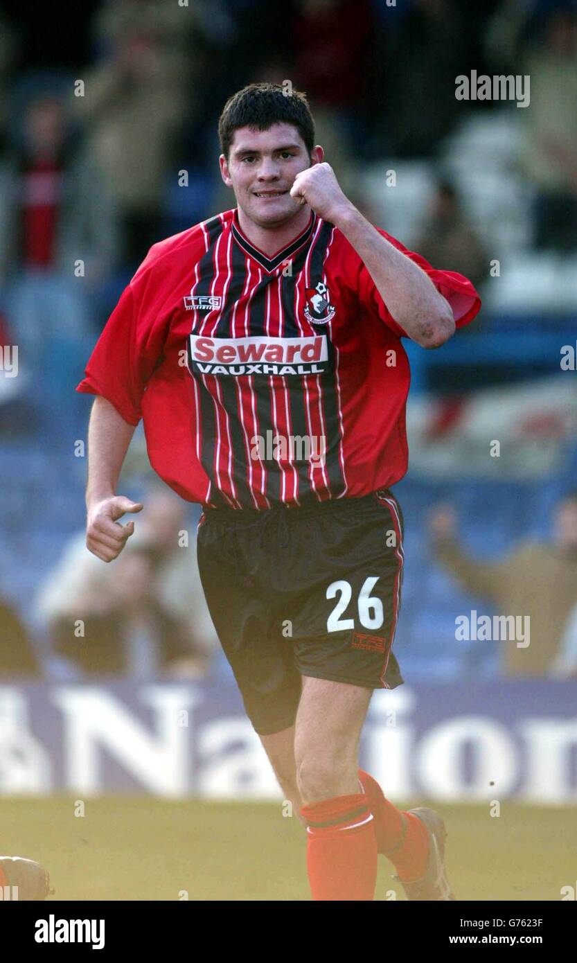 Bournemouth's Derek Holmes celebrates his first half goal against Bury ...