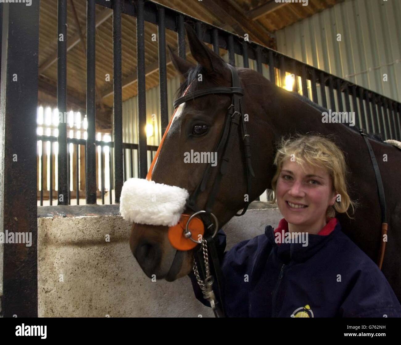 Head girl Lisa Burge with Flagship Uberalles at Sandhill Racing Stables ...