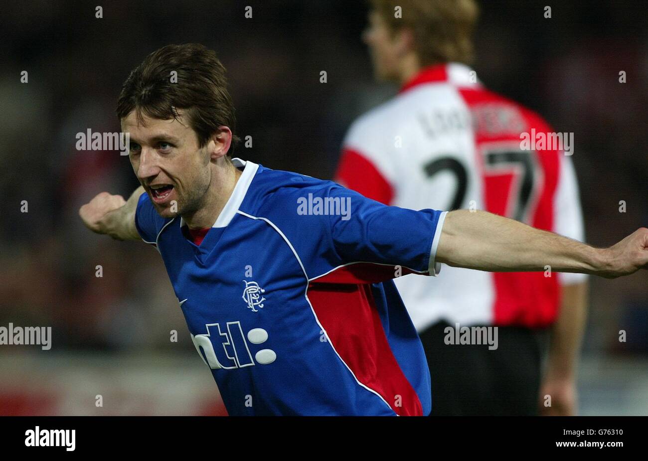 Rangers' Neil McCann celebrates his his goal against Feyenoord during ...