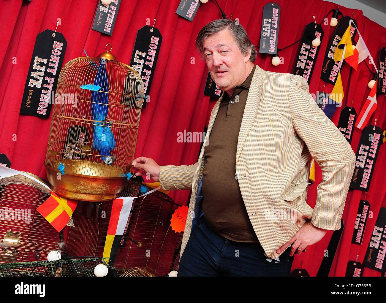 Stephen Fry arriving for the first night performance of Monty Python ...