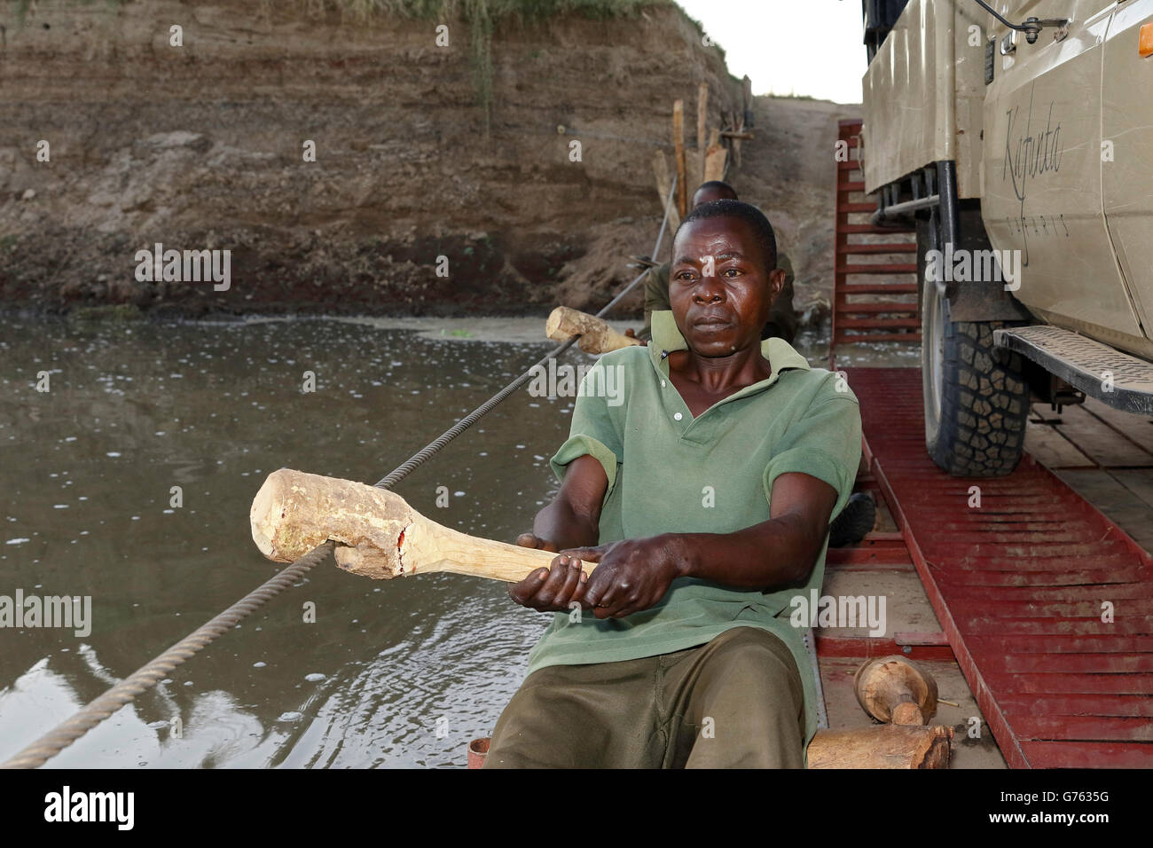 pontoon, off-road vehicle, South Luangwa National Park, Zambia, Africa ...