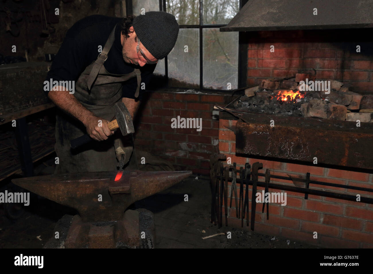 blacksmith, forging furnace, Horstein ruins, Baden-Wurttemberg, Germany ...