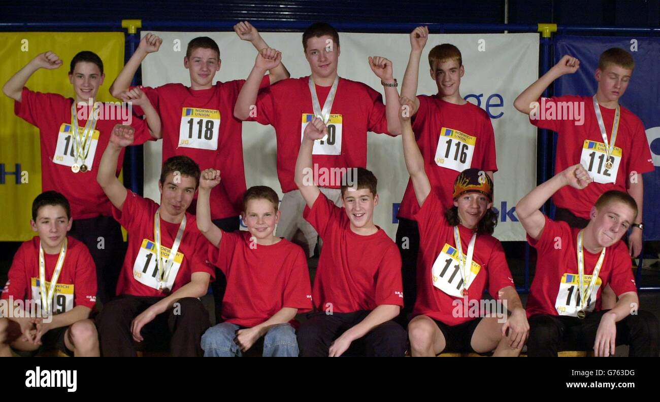 The Under-13 boys team from West Wales celebrate after coming third in ...