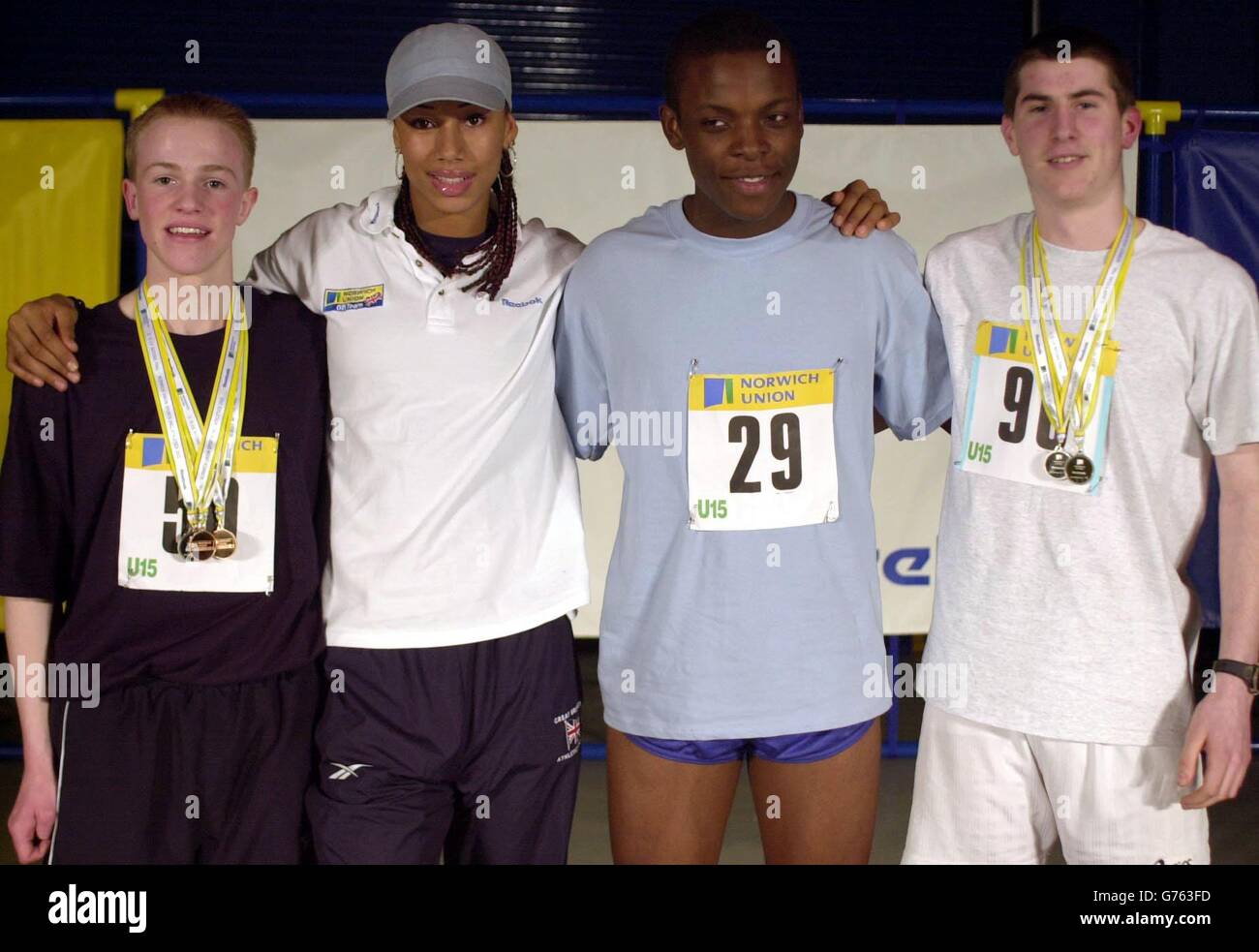 Britain's Long Jump starJade Johnson (second left) with winners of the ...