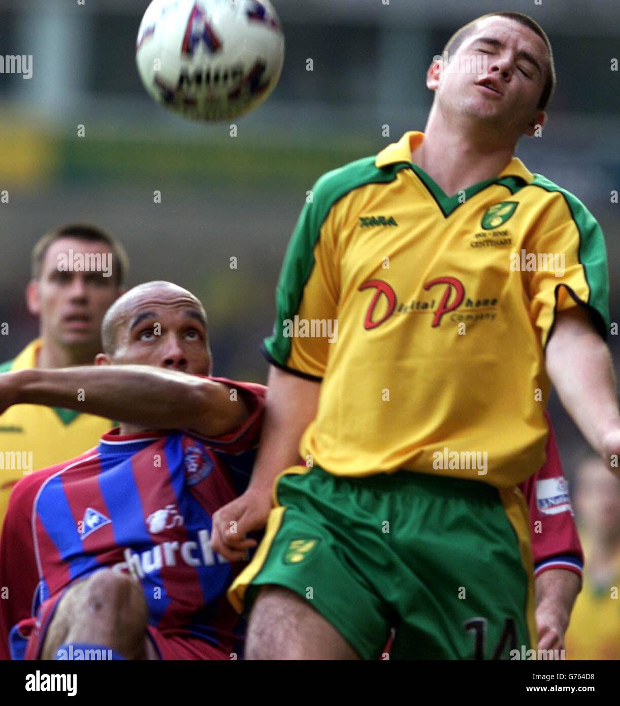 Norwich City's Alex Notman (right) and Crystal Palace's Curtis Fleming ...