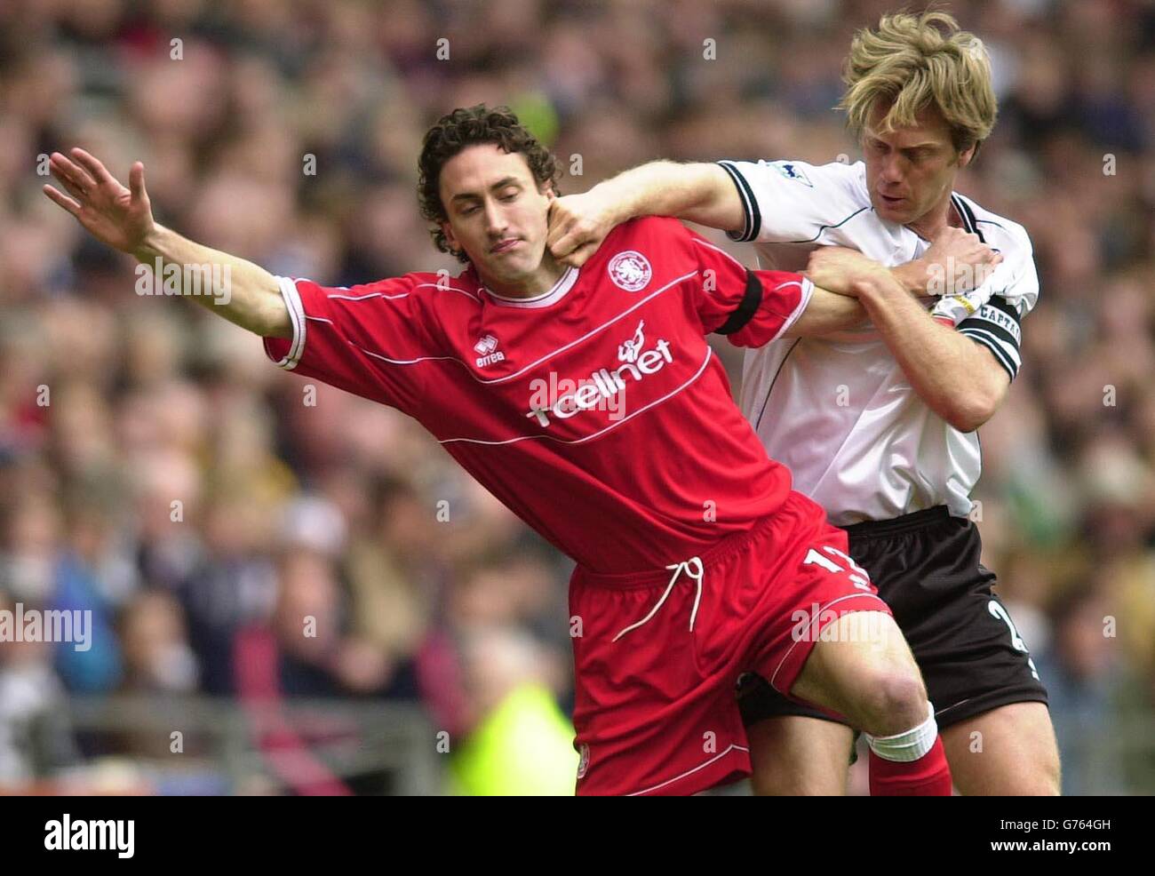 Derby County's Warren Barton (R)and Middlesbrough's Jonathan Greening ...