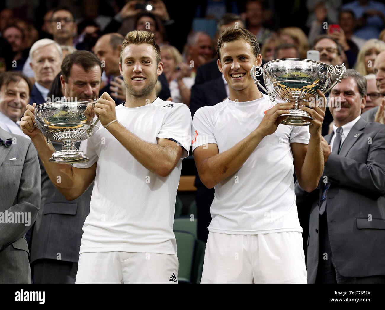 USA's Jack Sock (left) and Canada's Vasek Pospisil celebrate with the ...