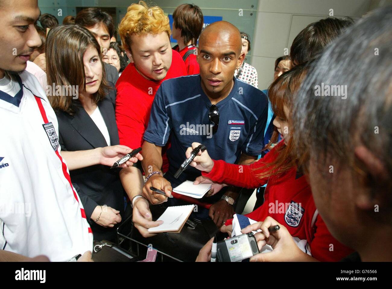 Trevor Sinclair arrives at Kobe International airport in Japan after ...