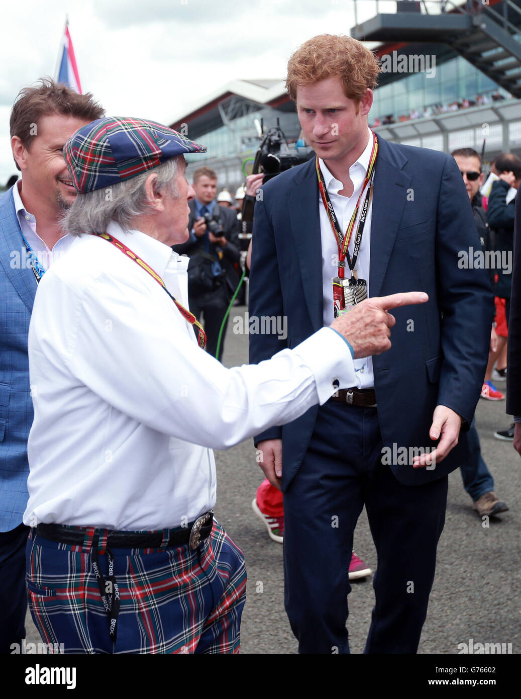 Sir Jackie Stewart and Prince Harry during the 2014 British Grand Prix ...