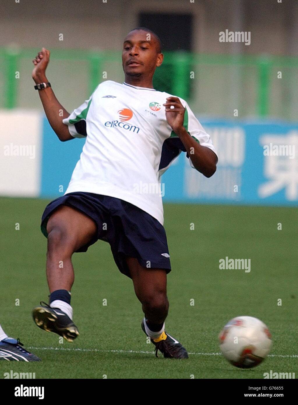 Sport football kicking action fifa world cup 2002 clinton morrison hi ...