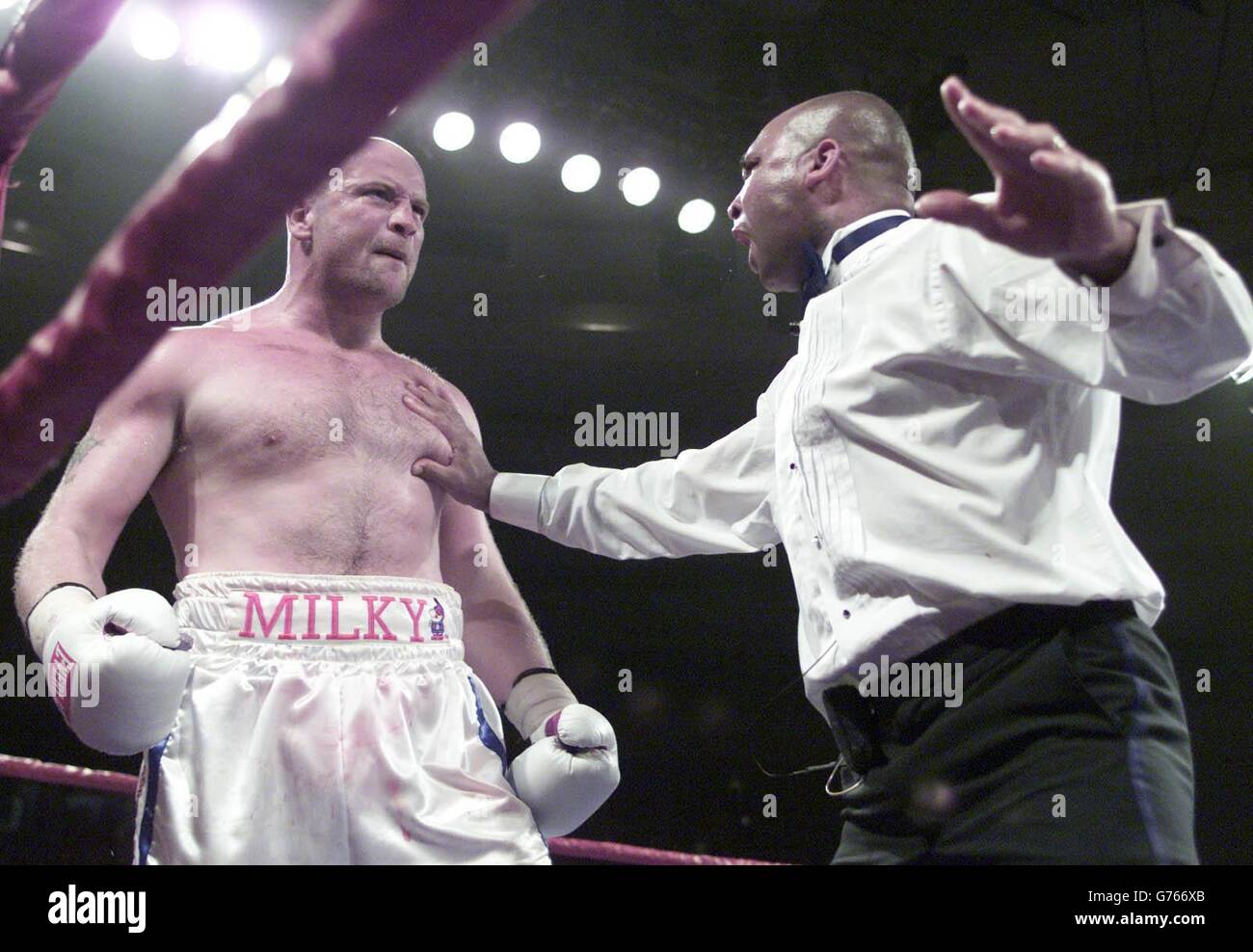 Dominic Negus loses his temper with referee Ian John-Lewis, during a ...