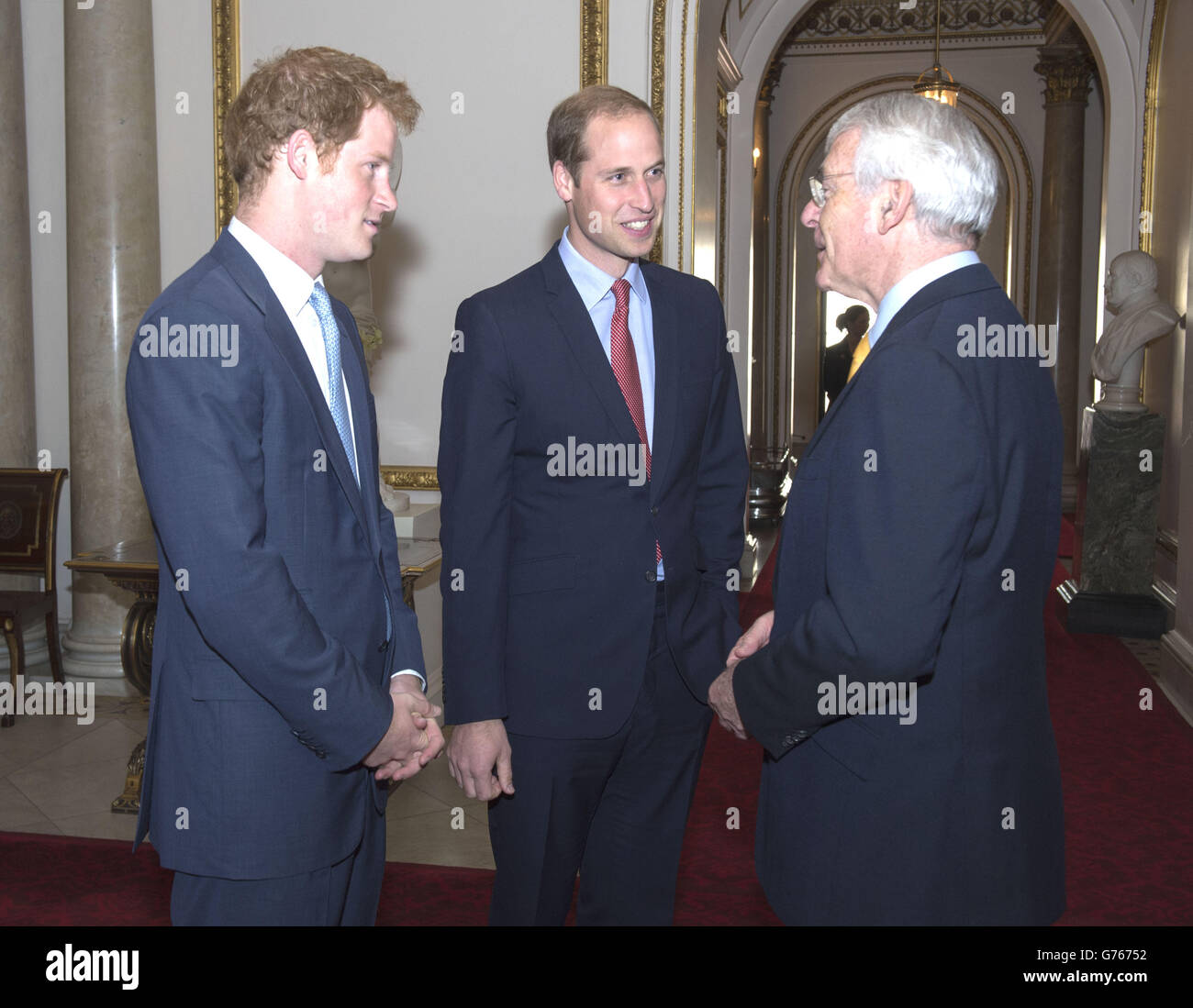 Former Prime Minister Sir John Major talks to Prince Harry and the Duke ...