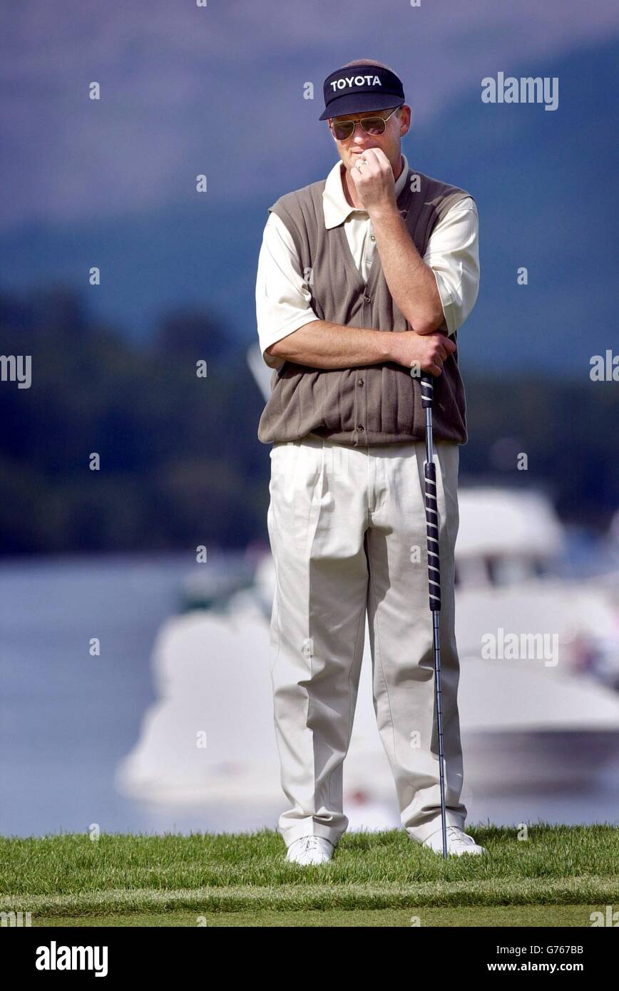 Scotland's Sandy Lyle appears disappointed with his performance on the ...