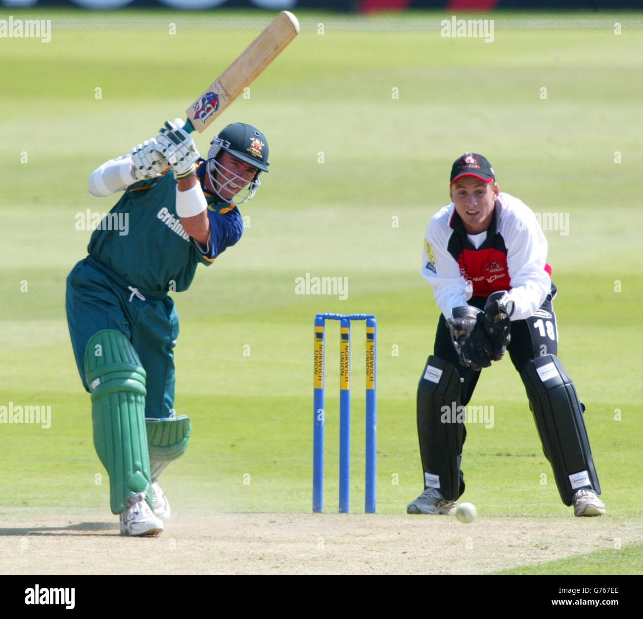 Nottinghamshire Outlaws batsman Nicky Boje plays a shot off a ball from ...