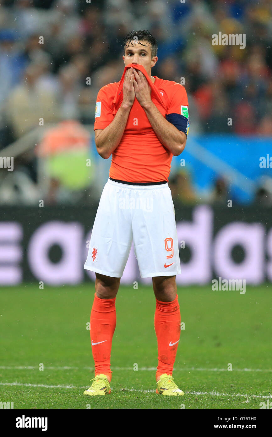 Netherlands' Robin van Persie shows his frustration late in the game ...