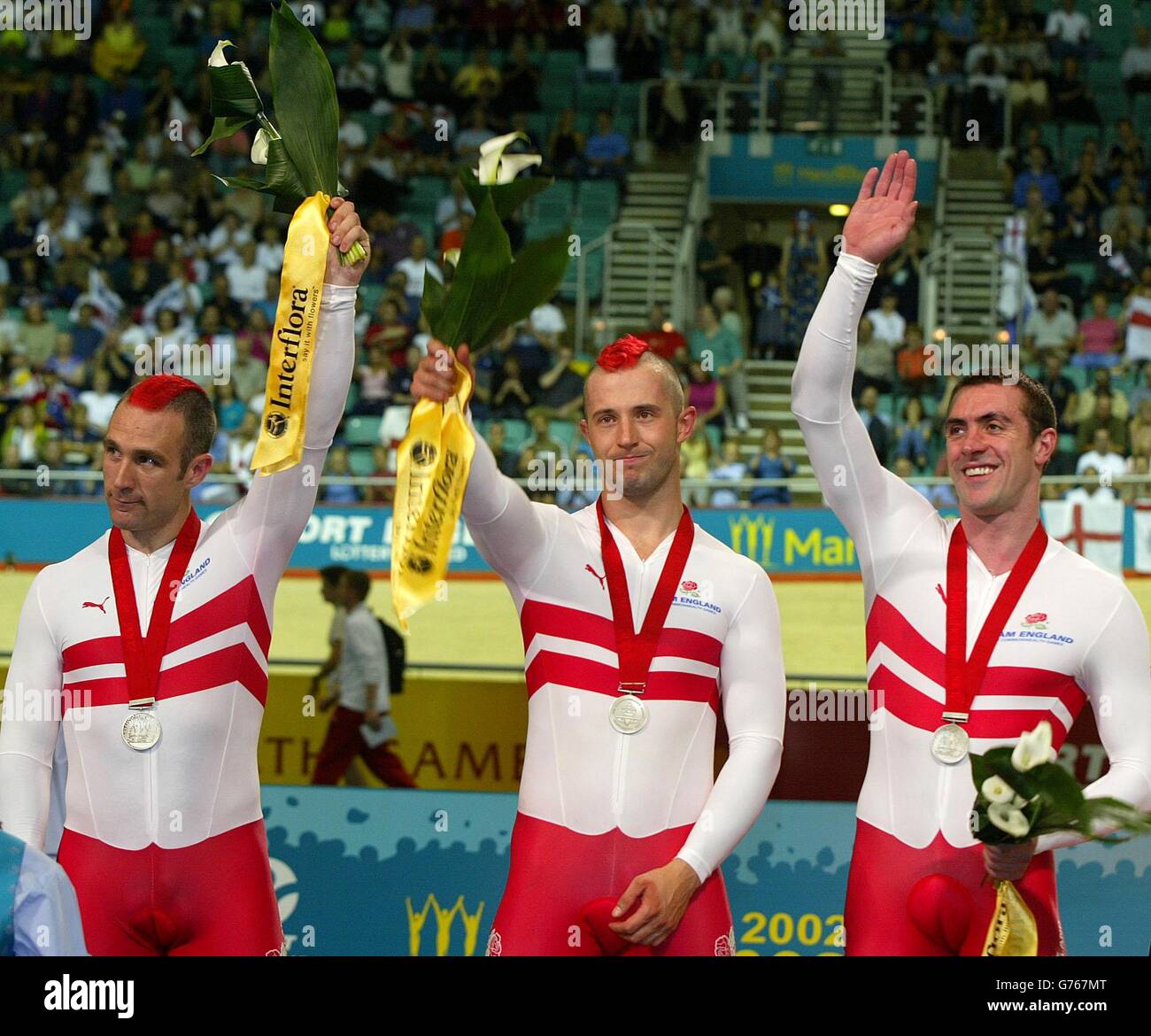 England's (L-R) Jamie Staff, Andy Slater and Jason Queally with their ...