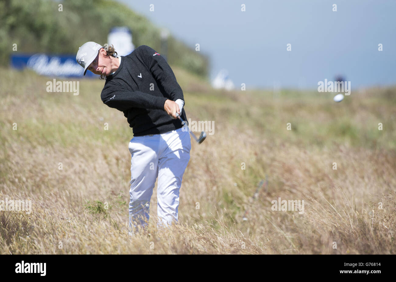 Kristoffer Bronberg plays from the rough on the 14th during day two of ...