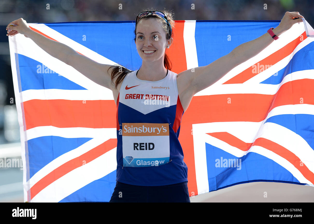 Great Britain's Stef Reid after winning the Women's F44 Long Jump ...